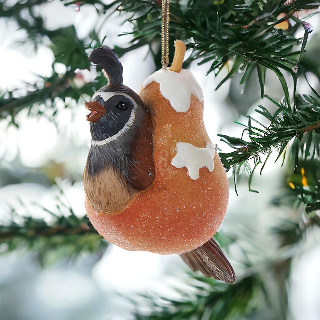 Sugar Frosted Partridge Pear Ornament 4" - Kurt Adler E0911
