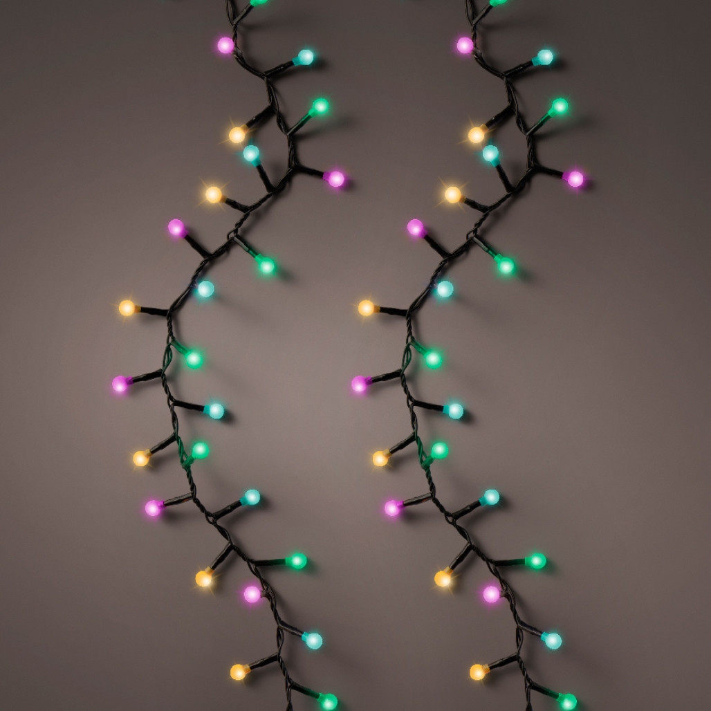 Lumineo 500 LED Soft Multi Color Compact Twinkle Cherry Lights Black Wire