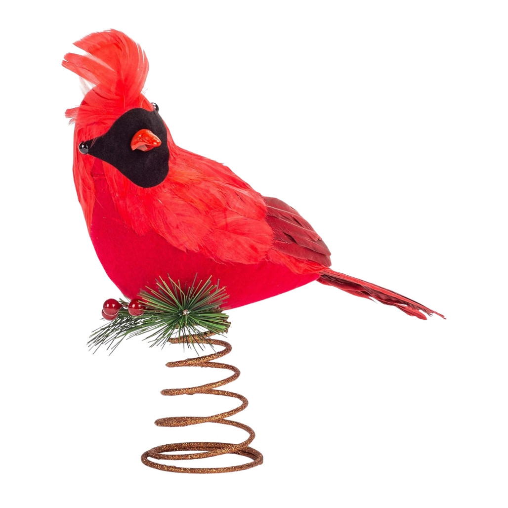 Feather Cardinal Tree Topper
