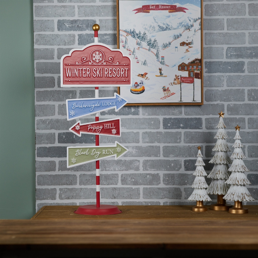 Metal Ski Resort Sign