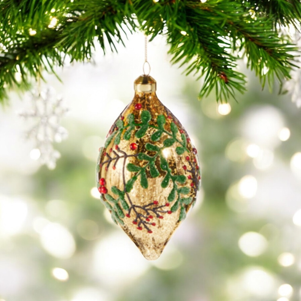 Holly Berry Ellipse-Shaped Ornament