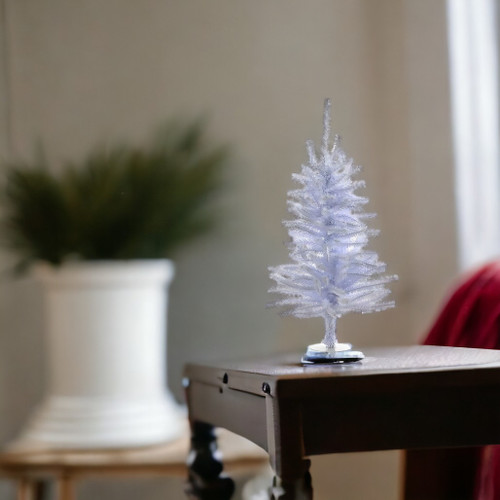 18-Inch Un-Lit Silver Tinsel Miniature Christmas Tree