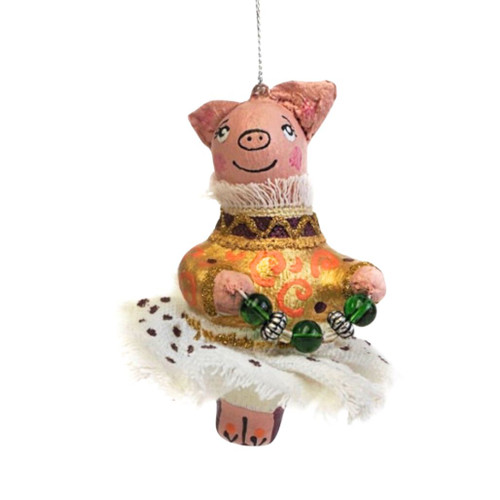 Ukrainian Handcrafted Dancing Pig Christmas Ornament