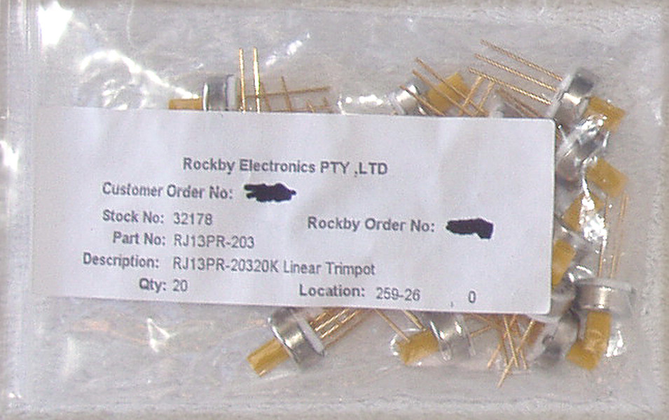 NIDEC/COPAL Series RJ-13PR 20K Gold Leads PCB Trimpot NEW Old Stock