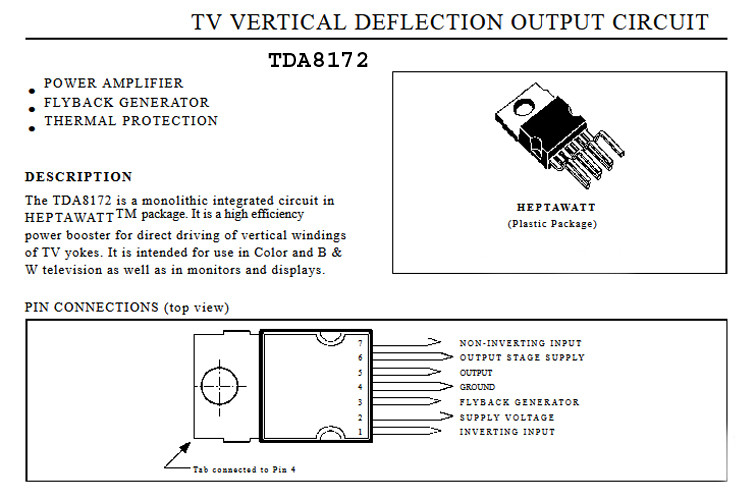 ST MICRO TDA8172 TV Vertical Deflection Output IC NEW Old Stockld, Stock,