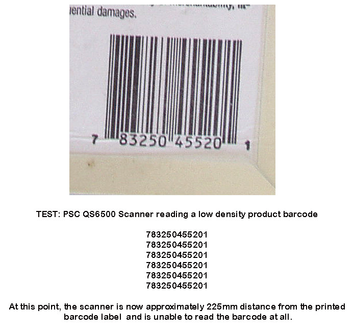 PSC Quickscan 6500 Handheld Barcode Scanner - As New