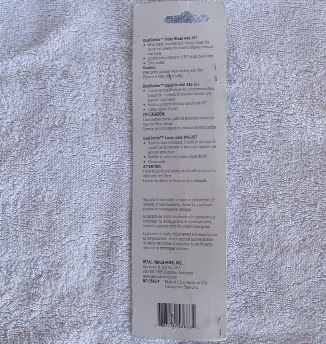 IDEAL Optical Fiber DualScribe Ruby Blade #45-357 NEW Old Stock