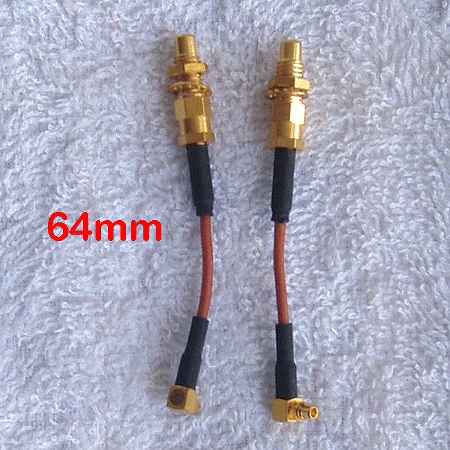 Right-Angle MMCX Male to MCX Male Bulkhead Cable 3Ghz 64mm Used