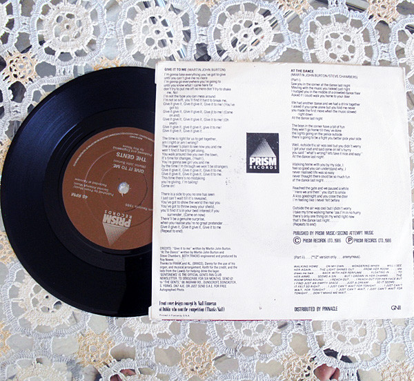 Mod Rock - The Gents Give It To Me 7" Vinyl 1986