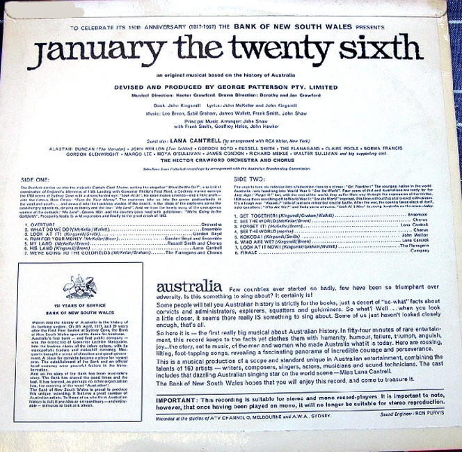 Australian History Musical - January The Twenty Sixth Vinyl 1967