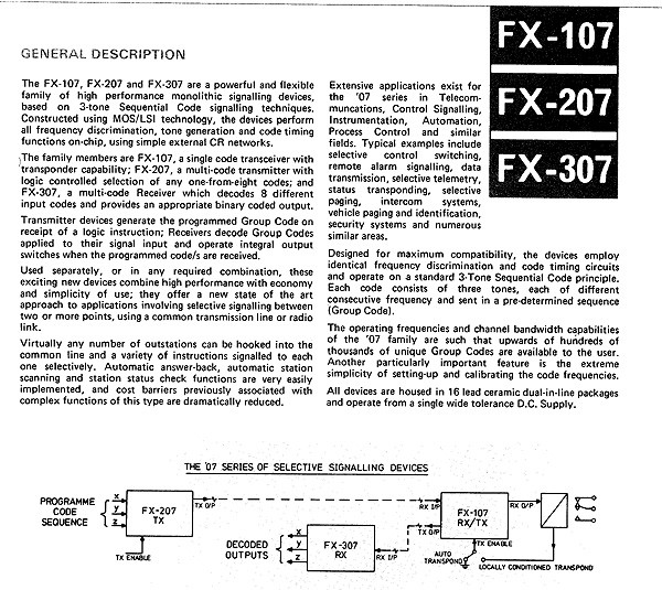 Integrated Circuit CML FX307 (Analog Multi Code Receiver)