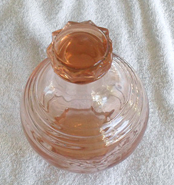 Orange DEPRESSION GLASS Bell Shaped Decanter With Decagon Stopper