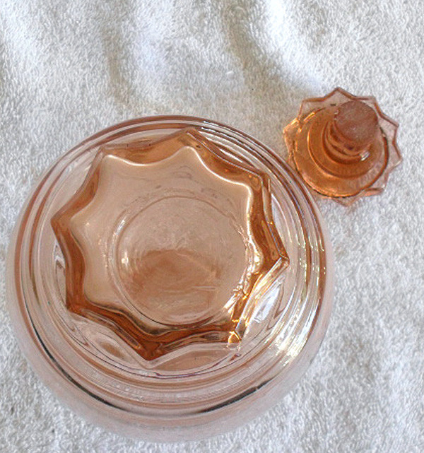 Orange DEPRESSION GLASS Bell Shaped Decanter With Decagon Stopper