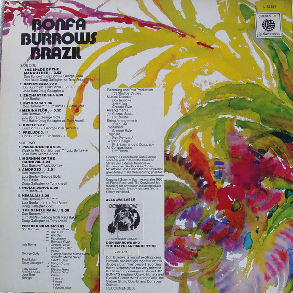 Bossa Nova Jazz - BONFA BURROWS GOLLA Bonfa Burrows Brazil Vinyl 1980