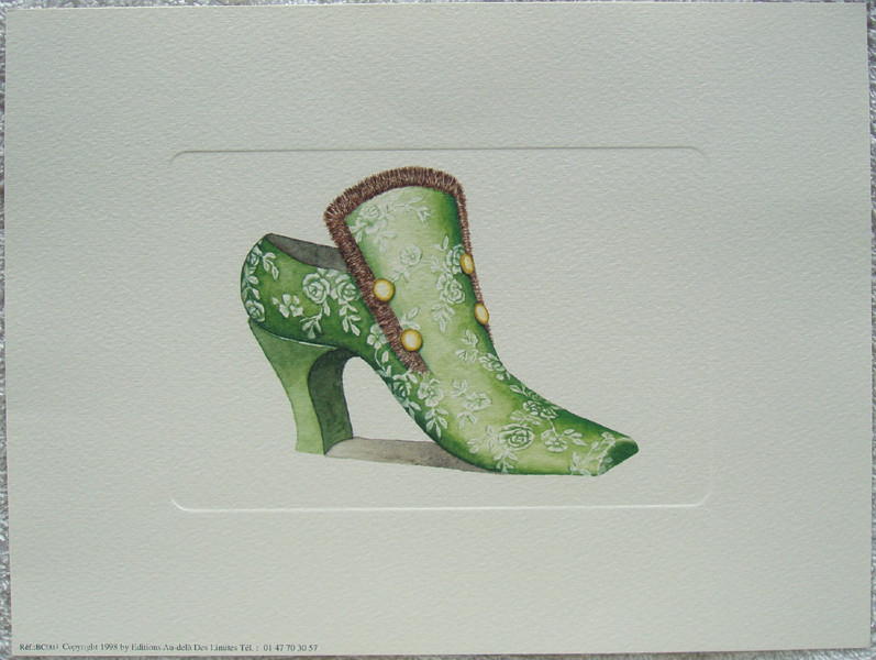 French Fantasy Shoe Prints (3) Lithographic Art Print 1980's
