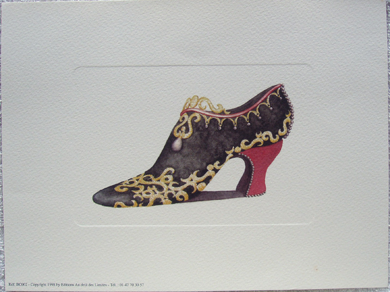 French Fantasy Shoe Prints (3) Lithographic Art Print 1980's