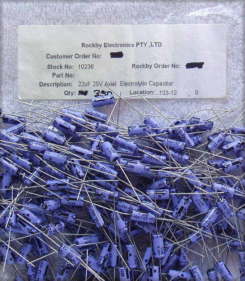 Axial Electrolytic Capacitor 22uF 25V NEW Old Stock