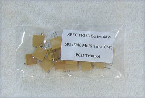 SPECTROL Series 64W 503 (50K Multi Turn CW) PCB Trimpots (NEW)