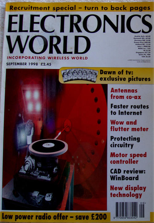 September 1998 ELECTRONICS WORLD (UK) Electronic Magazine (USED)