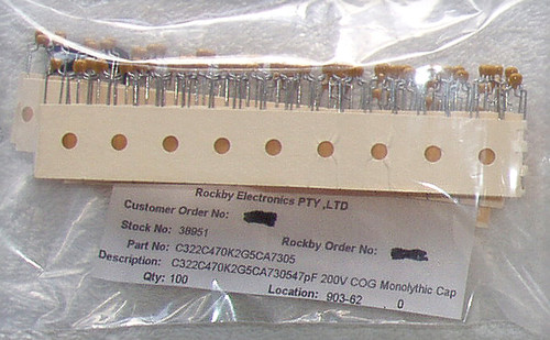 KEMET Monolythic Capacitor 47pF 200V ±10% NEW Old Stock