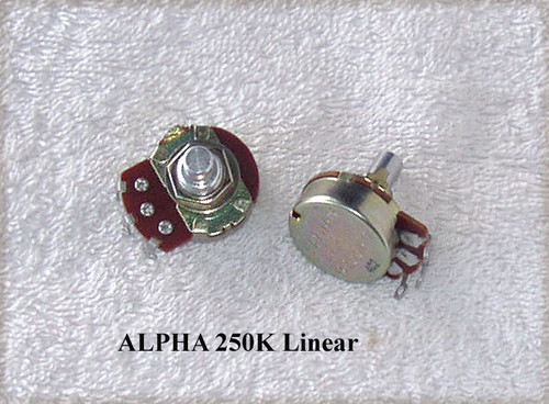 ALPHA 250K Linear 24mm Short 1/4" Shaft Rotary Potentiometer NEW Old Stock