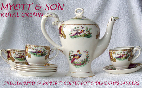 1930's ~ MYOTT & SON (England) Royal Crown "Chelsea Bird" (A.Roberts ...
