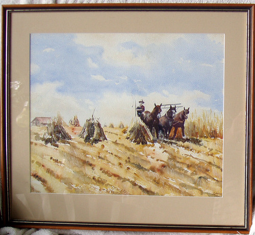 1949 Original Australian Watercolour ARTHUR H. ADAMS (Sydney) "Harvest ...
