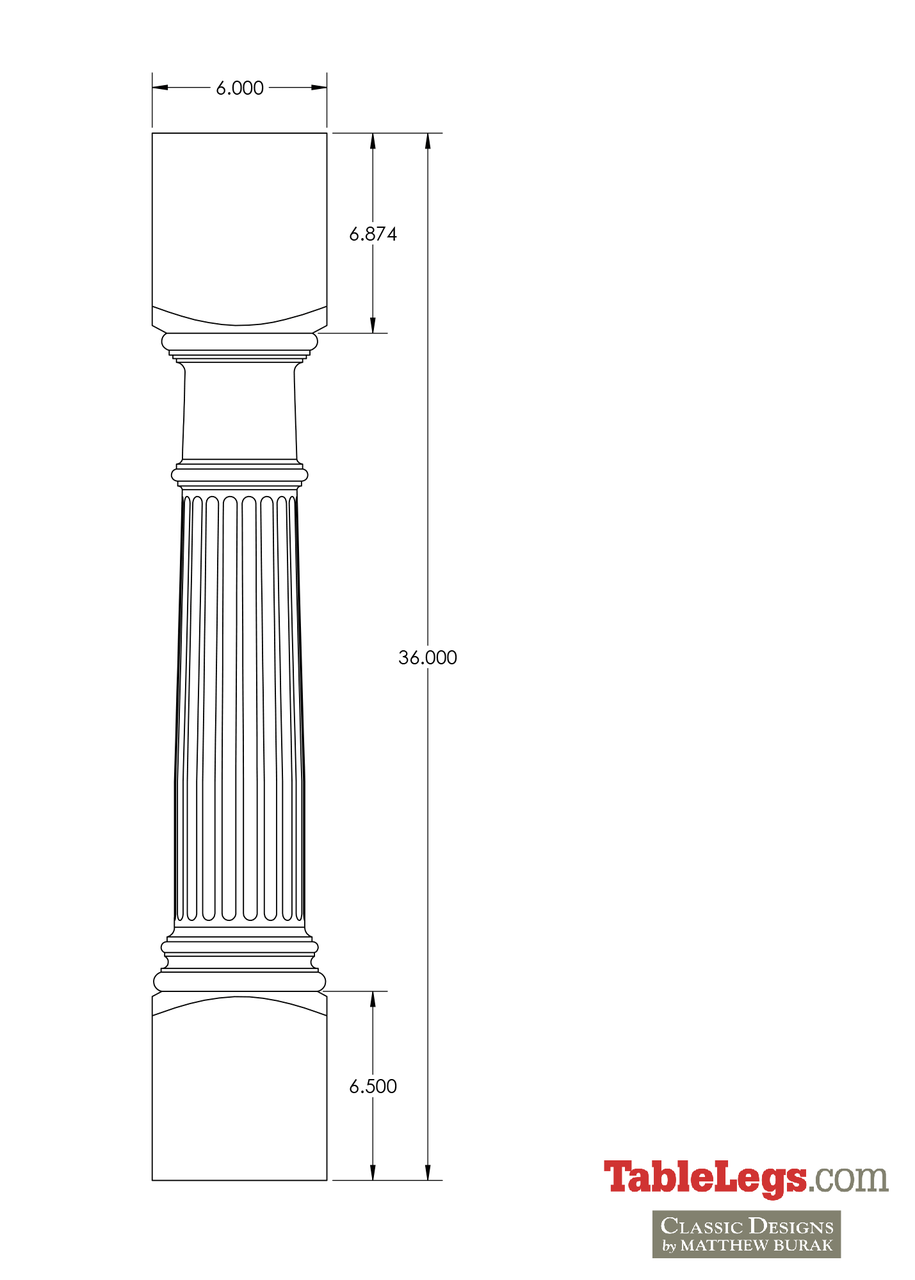 Extra Large Fluted Doric Column 36" with Blocks - TableLegs.com