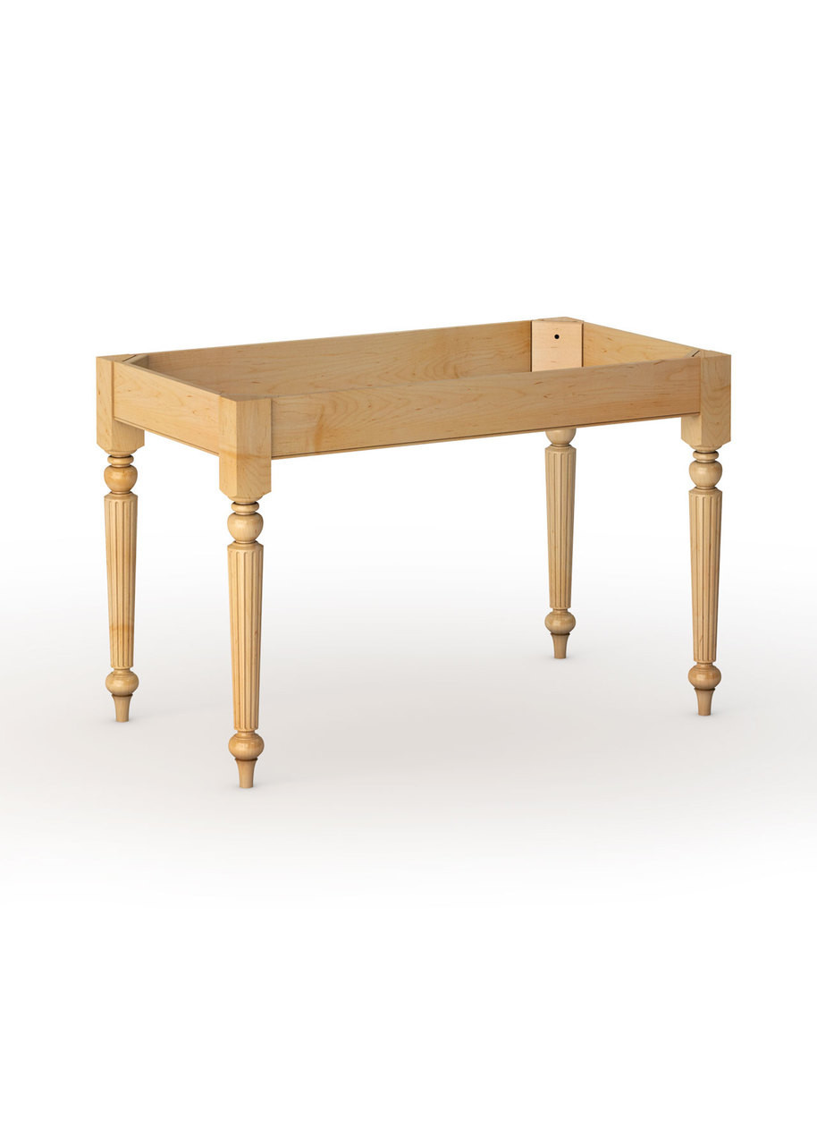 Federal Soft Maple Kitchen Table Base – 36" Leg, Fluted Design
