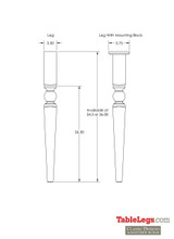 Large Kent Kitchen Leg 36" - TableLegs.com