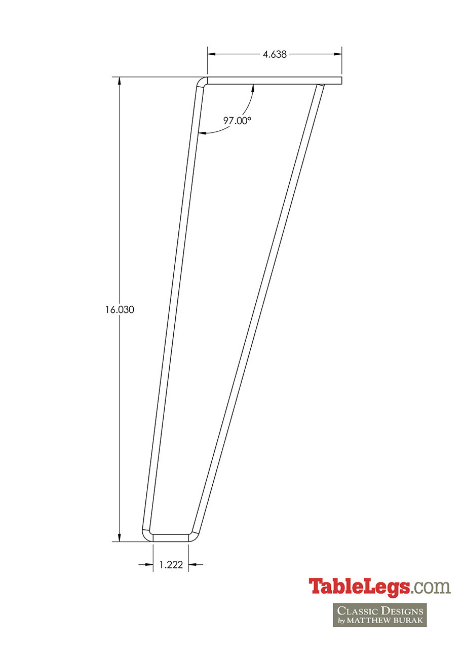 Industrial Metal Tapered Coffee Table Leg 16" | Shop TableLegs.com™