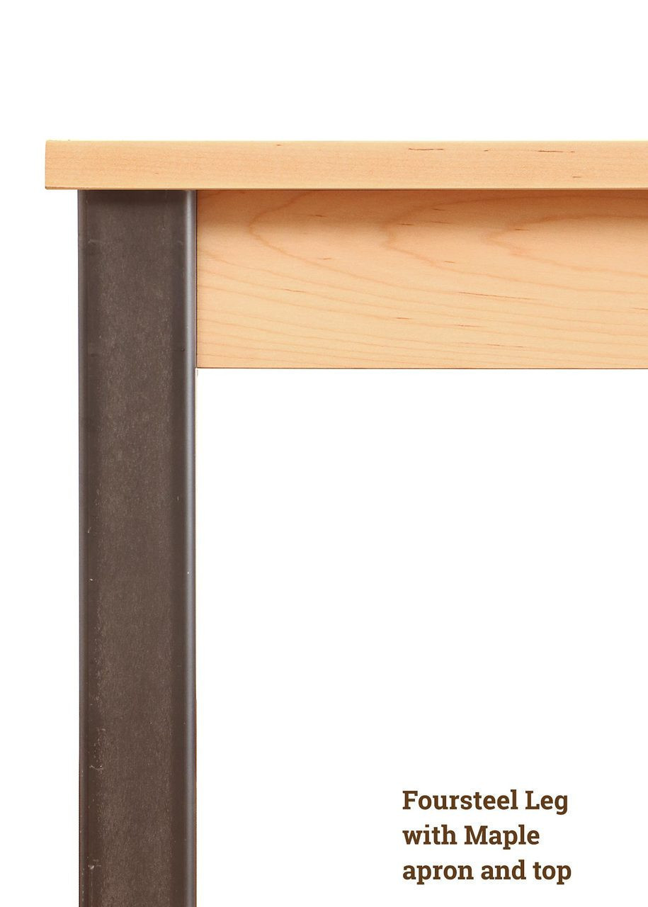 Fusion Industrial Soft Maple Dining Table Base – 28" Metal Legs