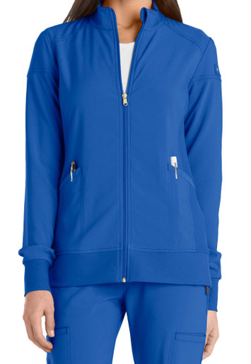 Women's Zip Front Warm-Up Solid Scrub Jacket