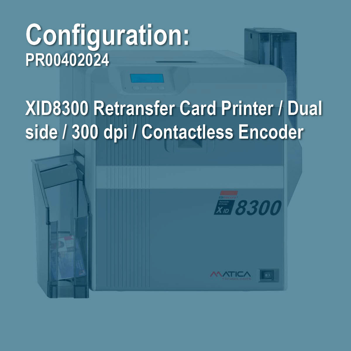 Matica PR00402024 XID8300 Duplex Retransfer ID Card Printer - AnythingID
