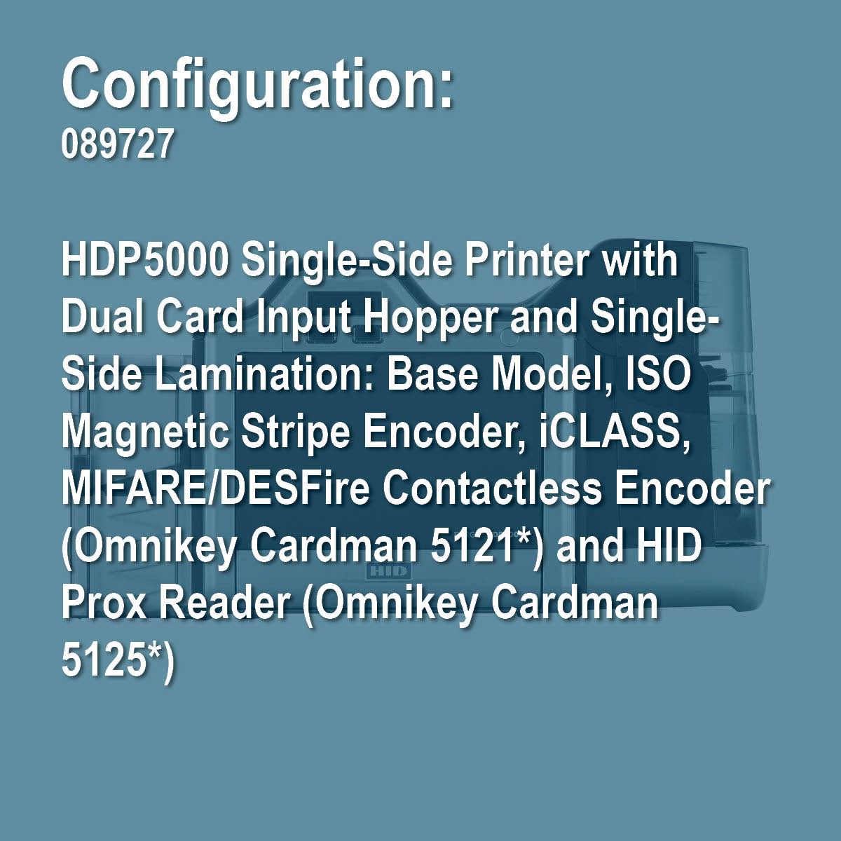 Fargo (by HID Global) 089727 HDP5000 Simplex Retransfer ID Card Printer ...