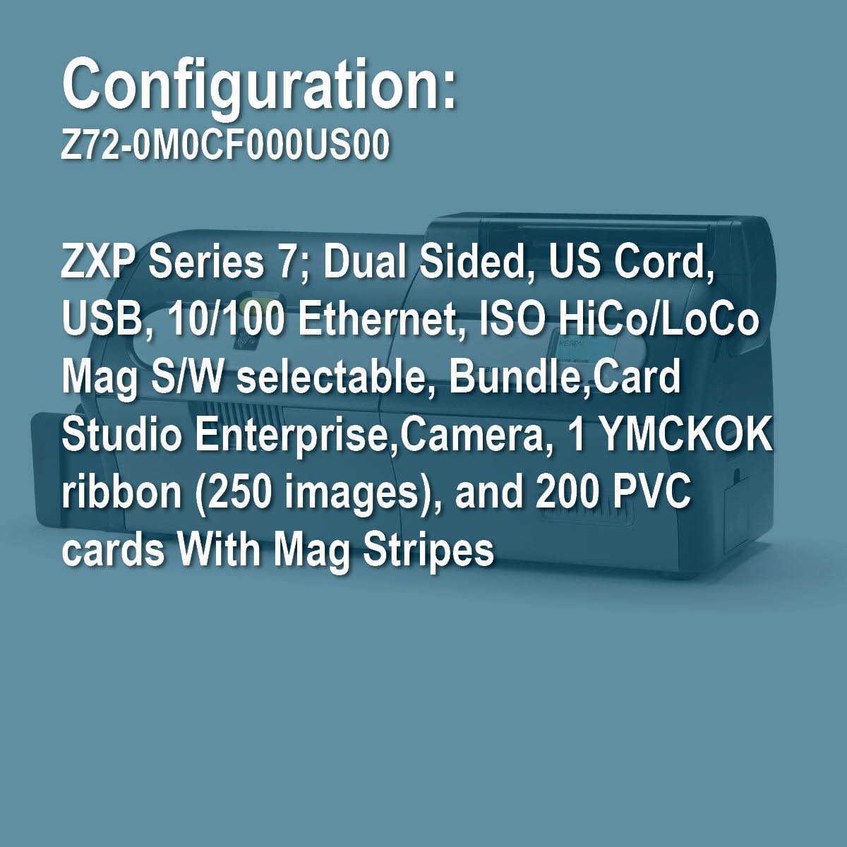 Zebra Z72-0M0CF000US00 ZXP7 Duplex ID Card Printer Bundle - AnythingID