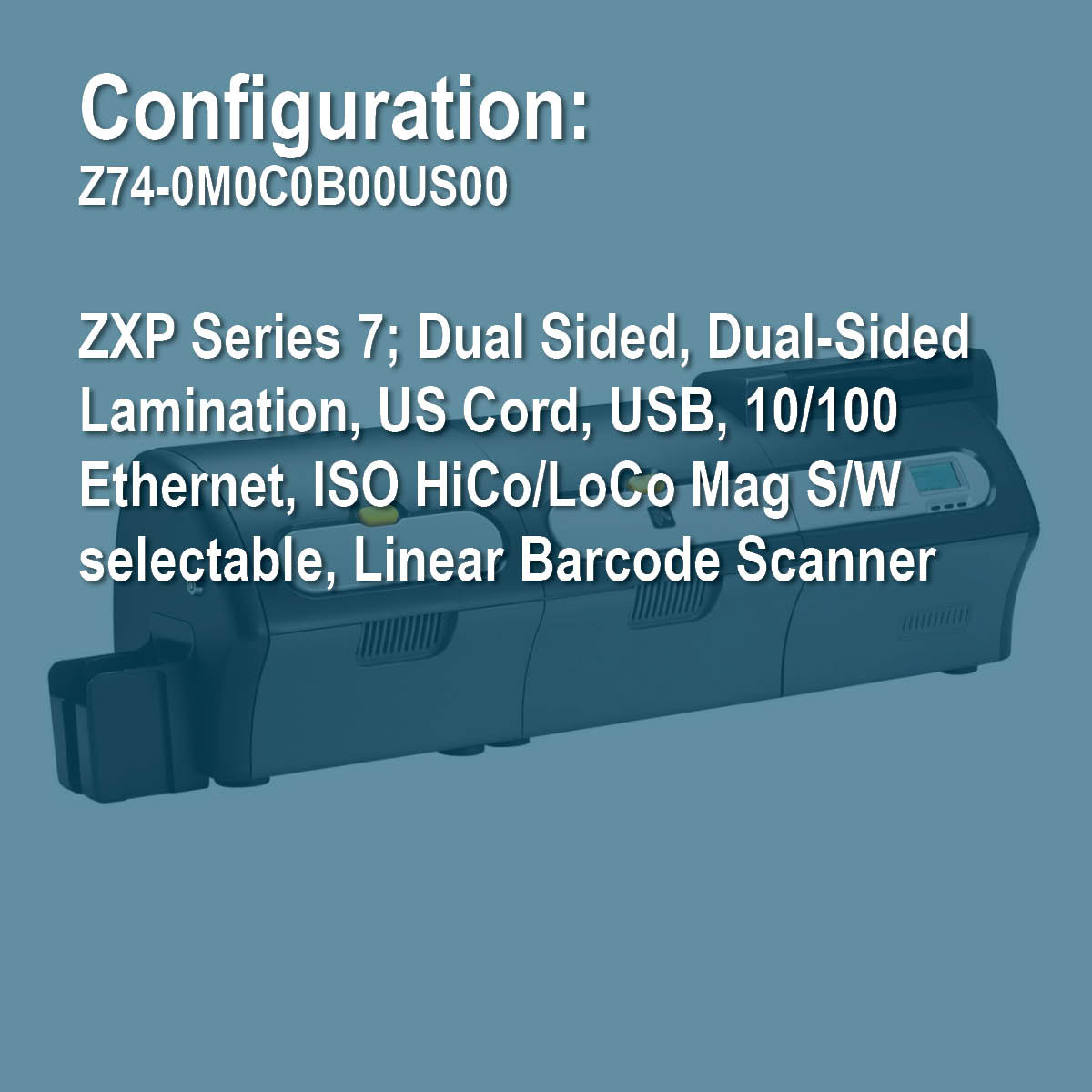 Zebra Z74-0M0C0B00US00 ZXP7 Duplex ID Card Printer - AnythingID