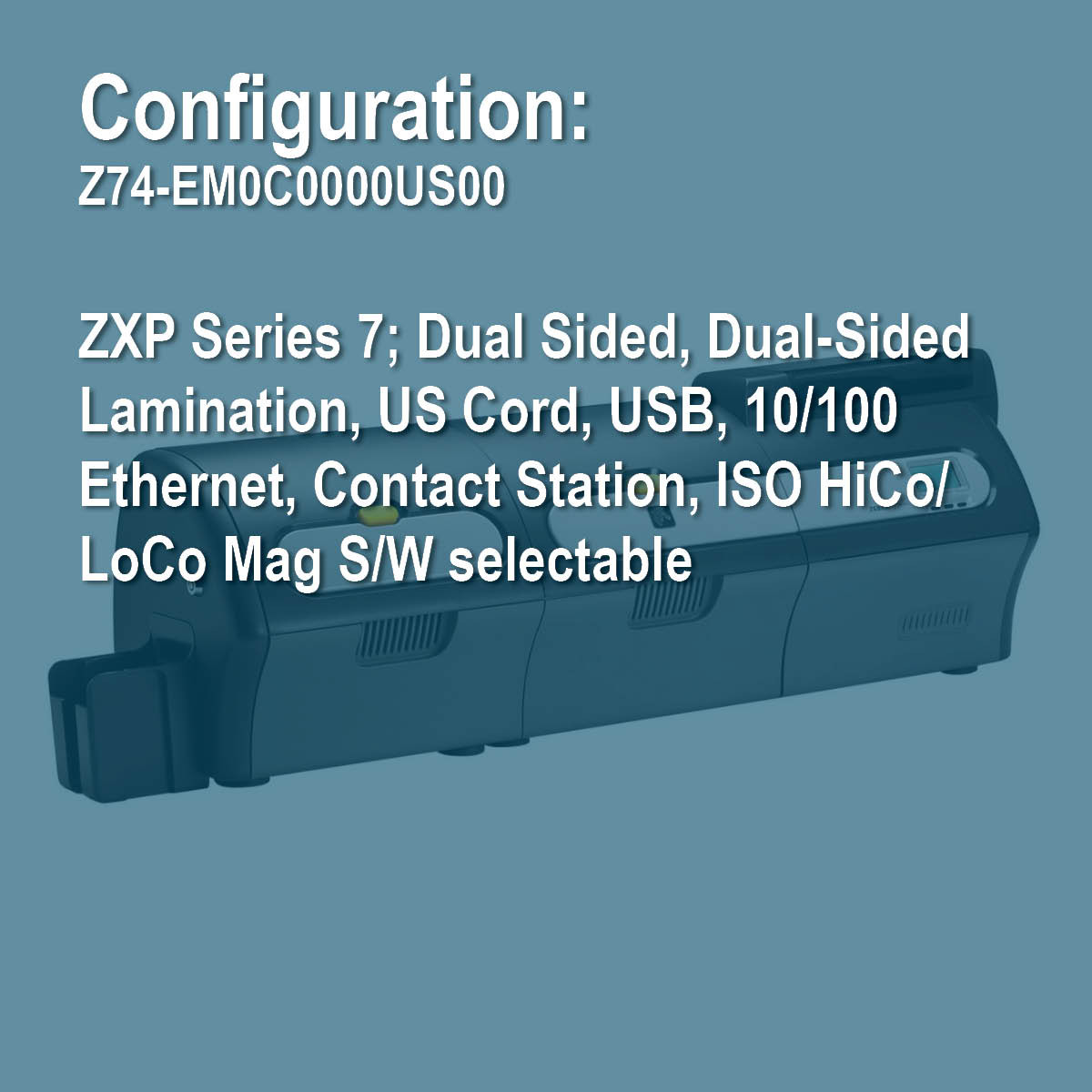 Zebra Z74-EM0C0000US00 ZXP7 Duplex ID Card Printer - AnythingID