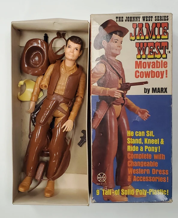 MARX Johnny West HUGE action figure, Horses and accessory lot