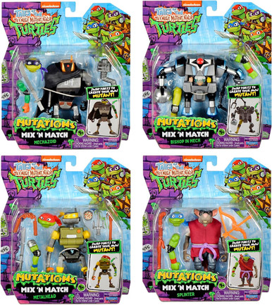 Playmates TMNT Mix N' Match Turtles Robots Action Figure 4 Pack