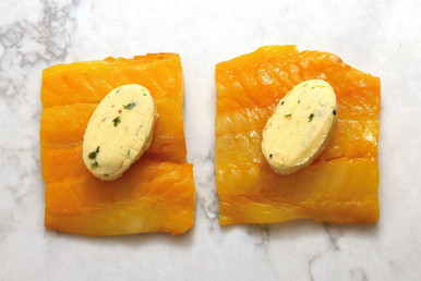 2 Smoked Haddock Fillets portions with Caper and Gherkin Butter - Regal ...