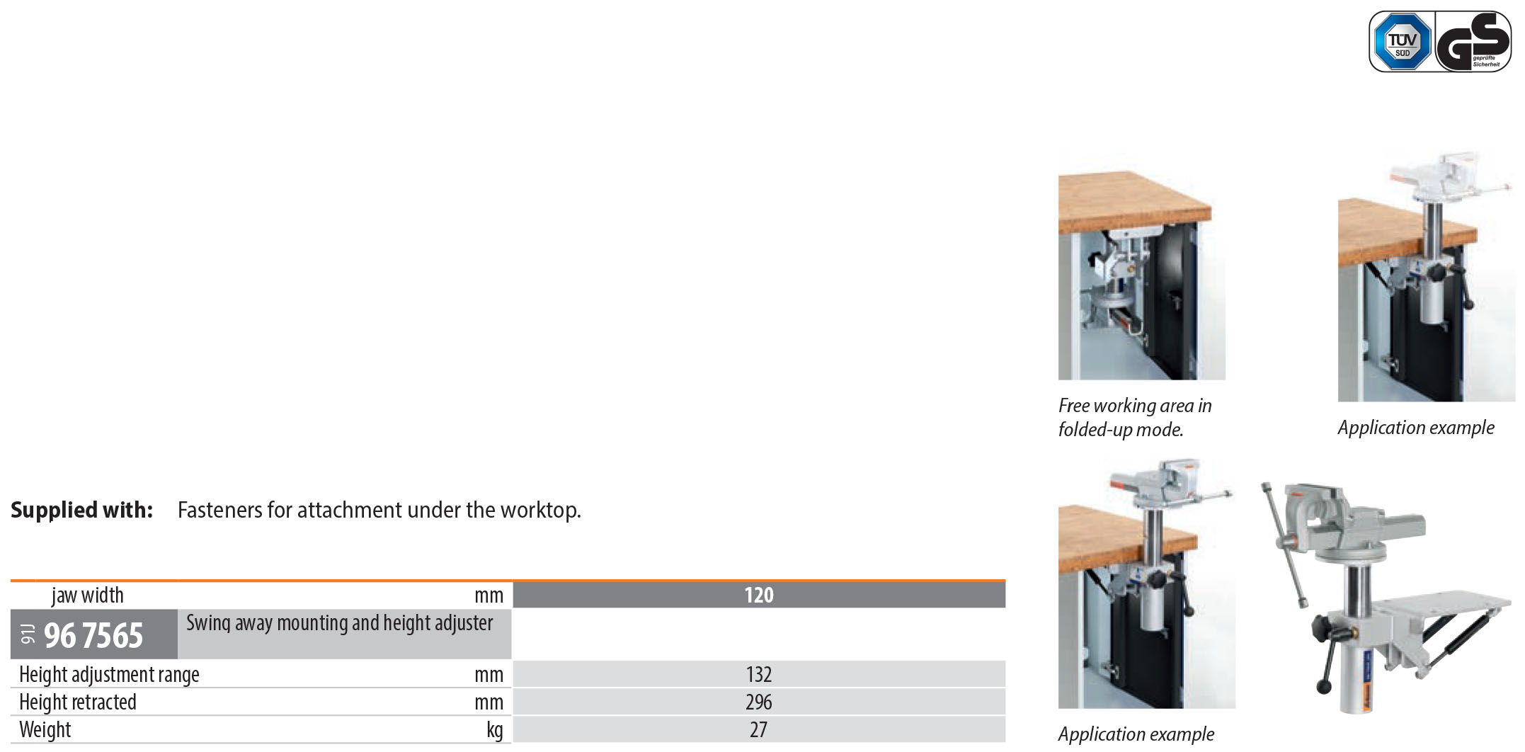 Garant Vise Swing Away Mount Height Adjuster 120 mm