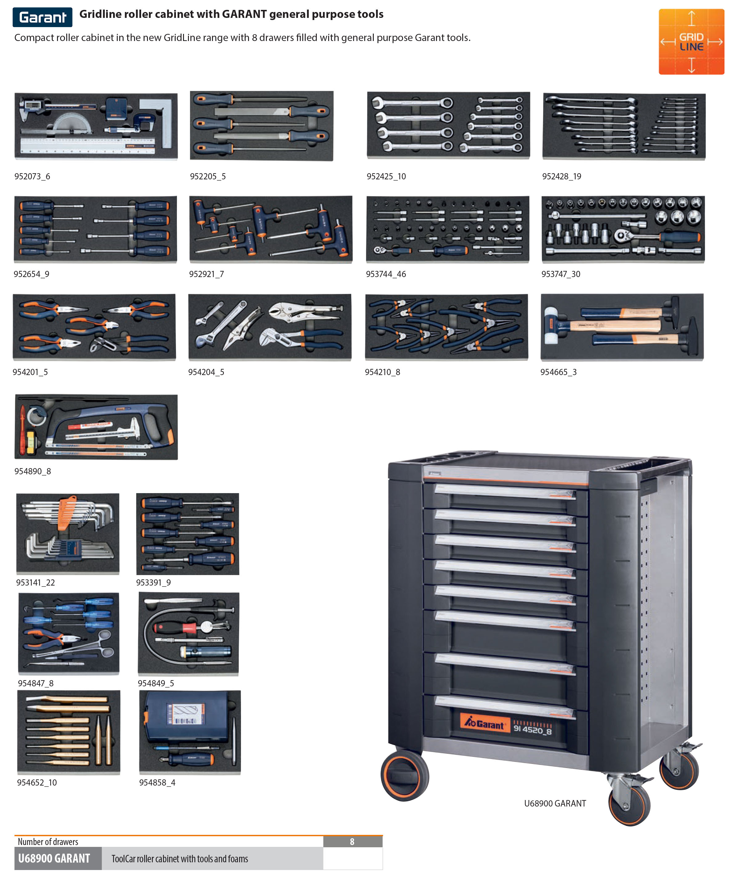 German Mobile Tool Cabinet 8 Drawers German Hand Tools
