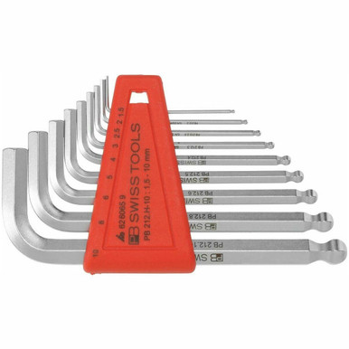 PB Swiss Hex Key L-Wrench Set, Ball Point, Chrome-Plated, Metric