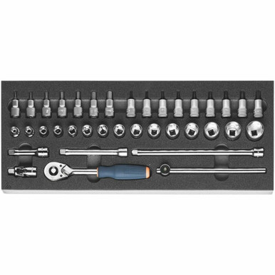 Garant 3/8" Drive Socket Set in Rigid Foam Inlay, 37 Pieces