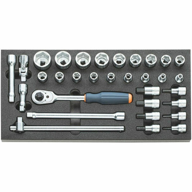 Garant 1/2" Drive Socket Set in Rigid Foam Inlay, 32 Pieces