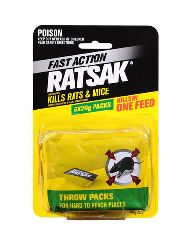 PESTICIDE RATSAK FAST THROW PACK 5X20G - Johnson Bros Mitre 10 - Mona Vale