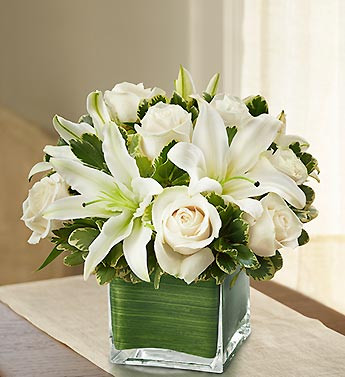 Modern Embrace Rose And Lily Cube White