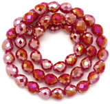 Approx. 10" Strand 6mm Crystal Faceted Drop Beads, Opaque Coral Red ...