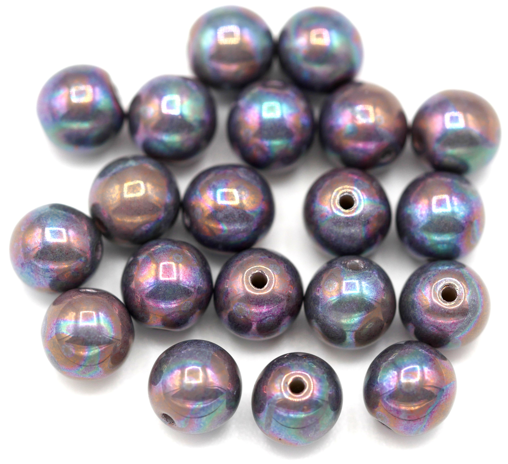 20pc 6mm Czech Pressed Glass Druk Round Beads, Opaque Gray/Nebula ...